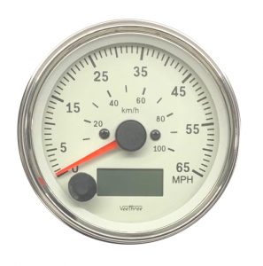 GPS Speedometer 65 MPH (Chrome Bezel/White dial) | Veethree